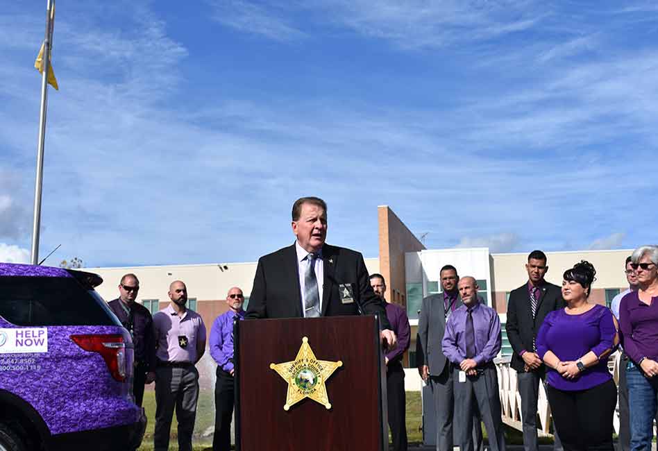 Osceola Sheriff's Office unveils purple Domestic Violence Awareness vehicle