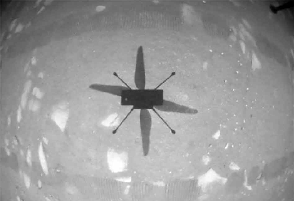 NASA’s Mars helicopter Ingenuity lifts off in historic first flight