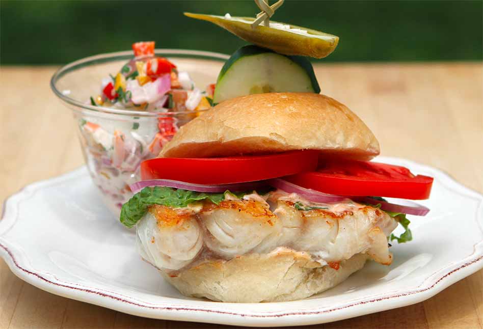 Florida Grouper Sandwich with New Potato Salad, It's Positively Delicious!