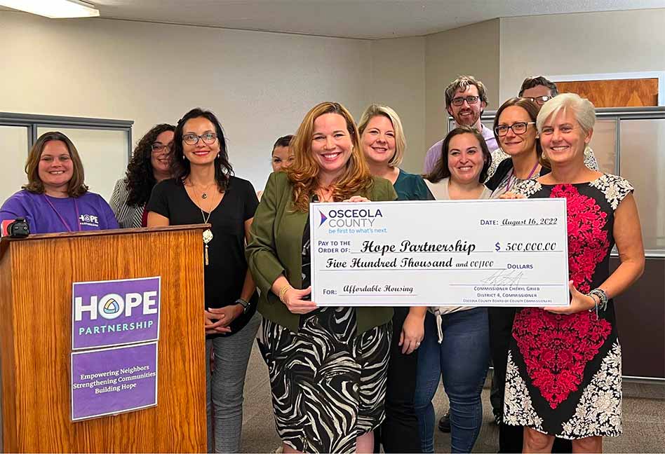 Commissioner Cheryl Grieb Presents $500,000 to Hope Partnership for ...