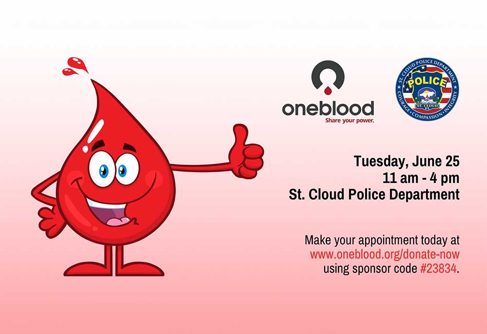 Join St. Cloud Police and OneBlood for a Community Blood Drive on ...