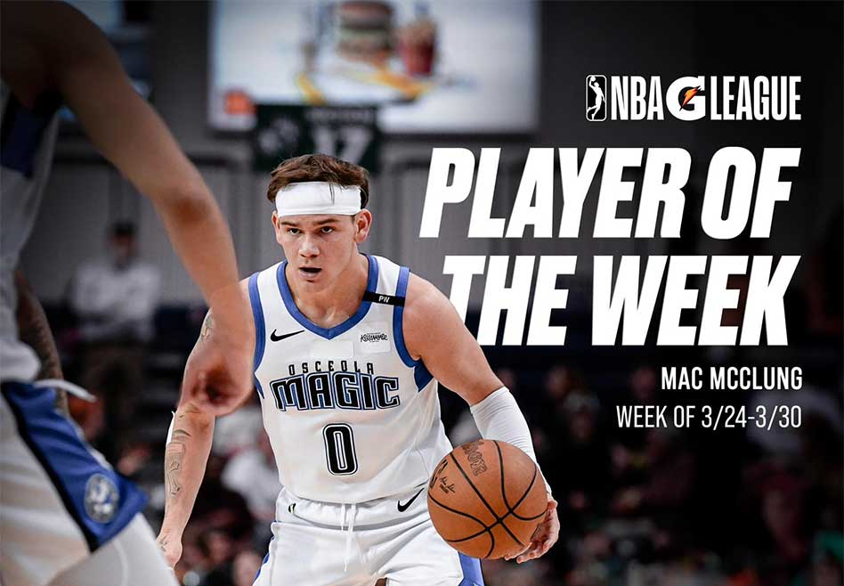 Osceola Magic’s Mac McClung Named NBA G League Player of the Week