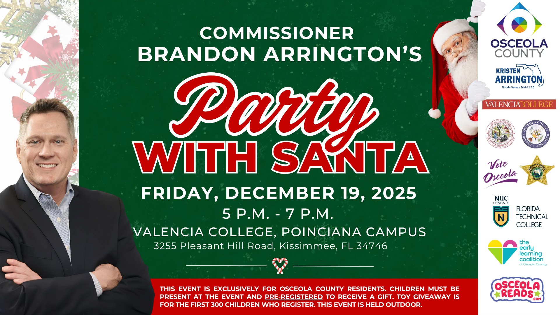 Commissioner Brandon Arrington to Host “Party With Santa” December 19 ...